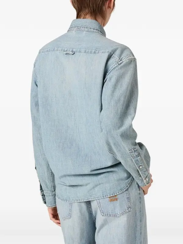 Miu Miu Long-sleeved Chambray Denim Shirt
