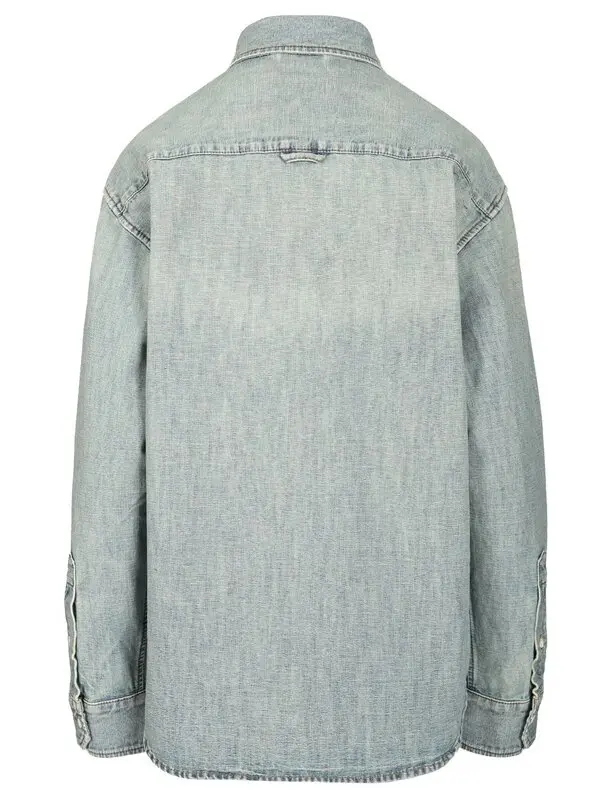 Miu Miu Long-sleeved Chambray Denim Shirt