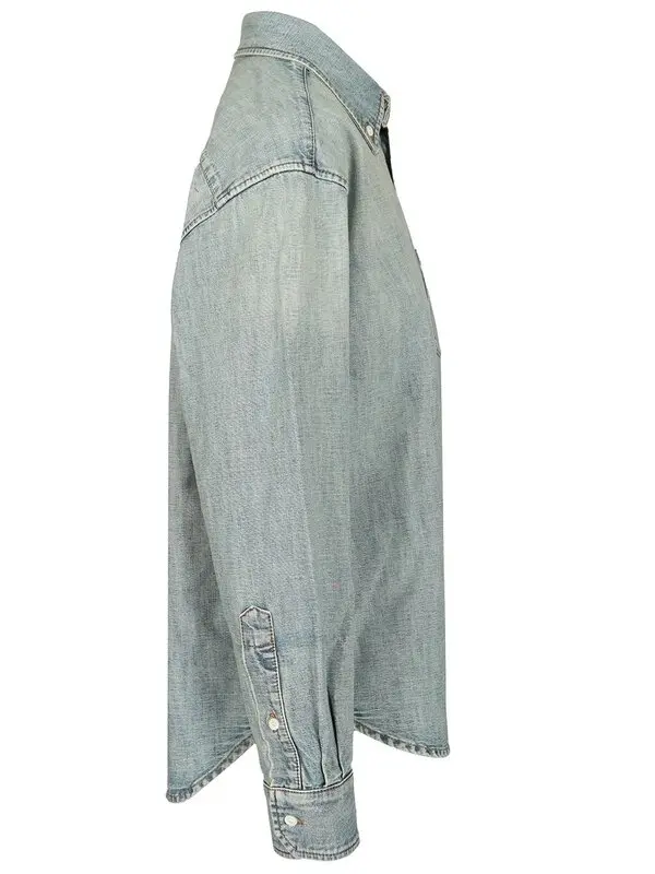 Miu Miu Long-sleeved Chambray Denim Shirt