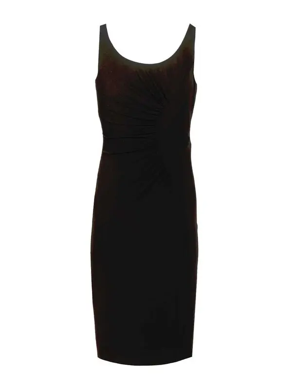 Versace Draped Sleeveless Midi Dress With Medusa '95 Accessory - Black