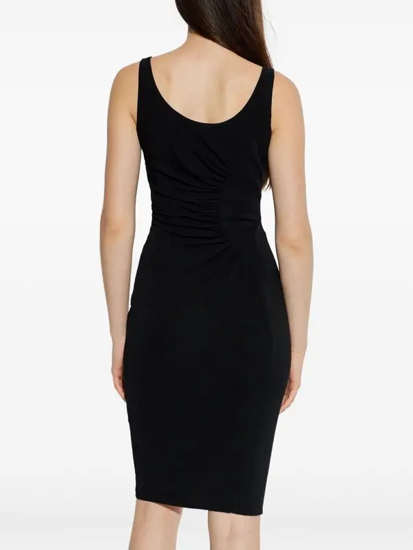 Versace Draped Sleeveless Midi Dress With Medusa '95 Accessory - Black