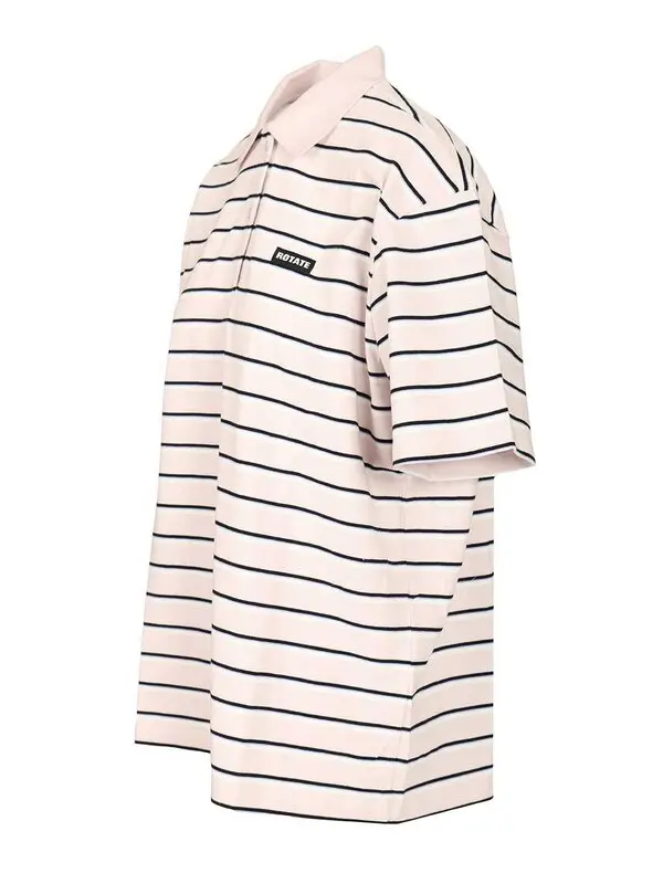 ROTATE BY BIRGER CHRISTENSEN Striped Organic Cotton Jersey Polo Shirt