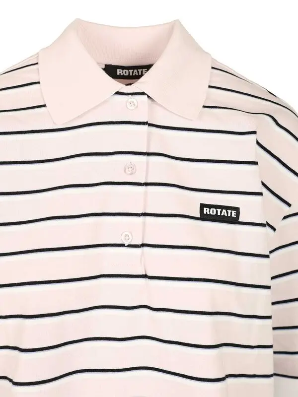 ROTATE BY BIRGER CHRISTENSEN Striped Organic Cotton Jersey Polo Shirt