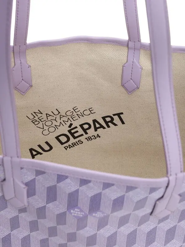 AU DEPART Tote Bag N. 47 Monogrammed Canvas And Calfskin