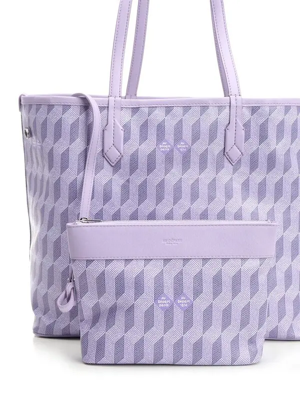 AU DEPART Tote Bag N. 47 Monogrammed Canvas And Calfskin