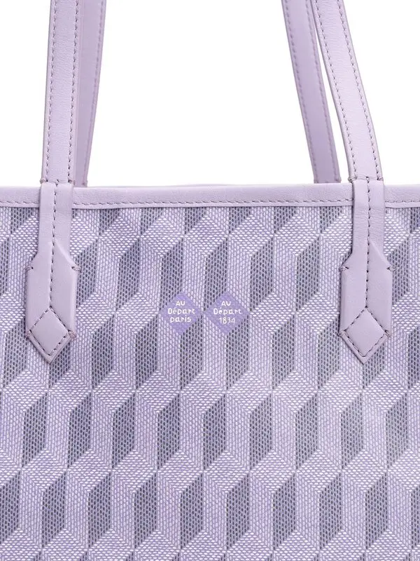 AU DEPART Tote Bag N. 47 Monogrammed Canvas And Calfskin