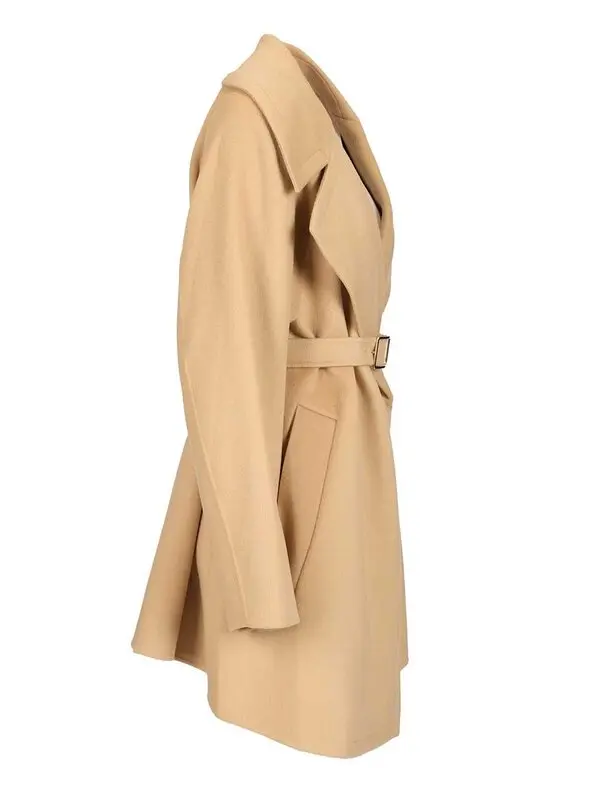 Sportmax Pure Wool Belted Coat With Notched Lapel
