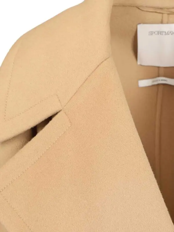 Sportmax Pure Wool Belted Coat With Notched Lapel