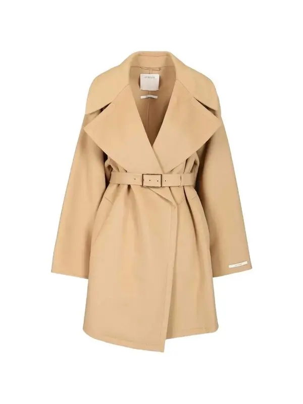 Sportmax Pure Wool Belted Coat With Notched Lapel