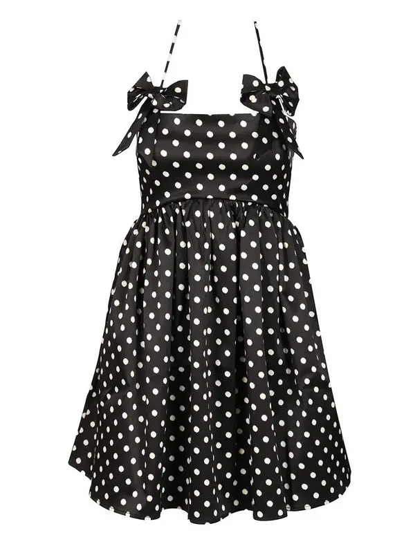 GANNI Polka Dot Mini Dress - Black