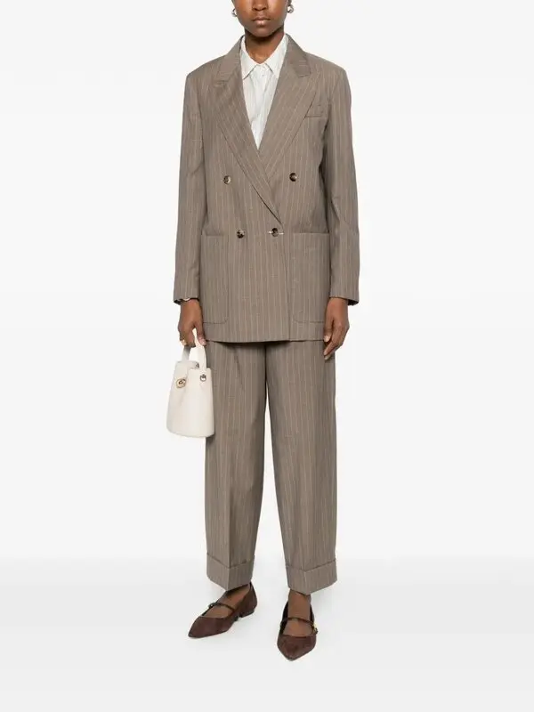 Max Mara Pinstriped Virgin Wool Trousers - Brown