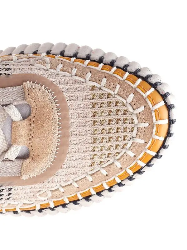 Chloé Nama Mixed Material Sneakers - Cream