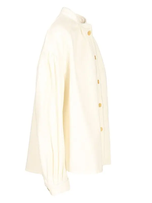 FORTE_FORTE Cotton Shirt With Puff Sleeves - White
