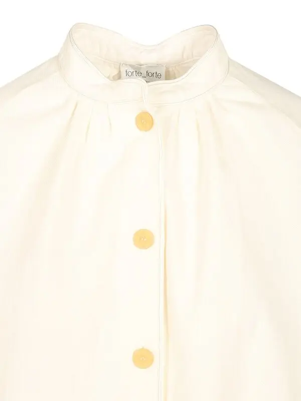 FORTE_FORTE Cotton Shirt With Puff Sleeves - White