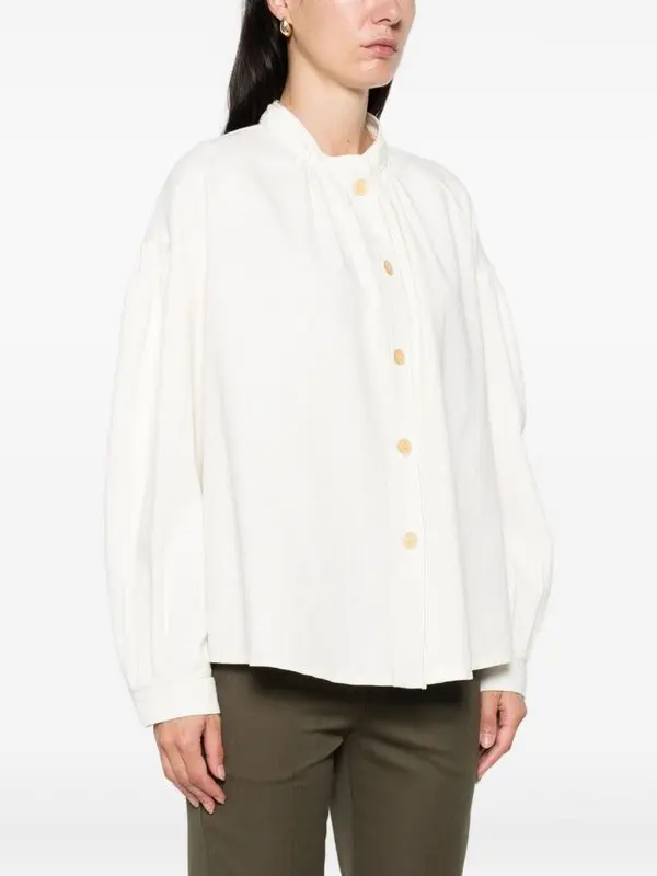 FORTE_FORTE Cotton Shirt With Puff Sleeves - White