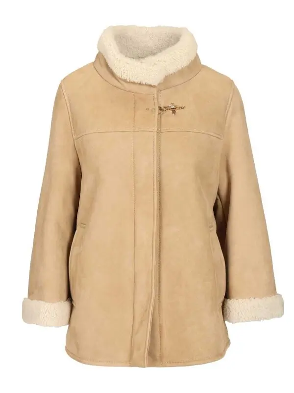 FAY Sheepskin Cape With Hook Detail