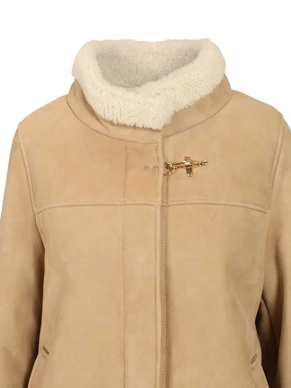 FAY Sheepskin Cape With Hook Detail
