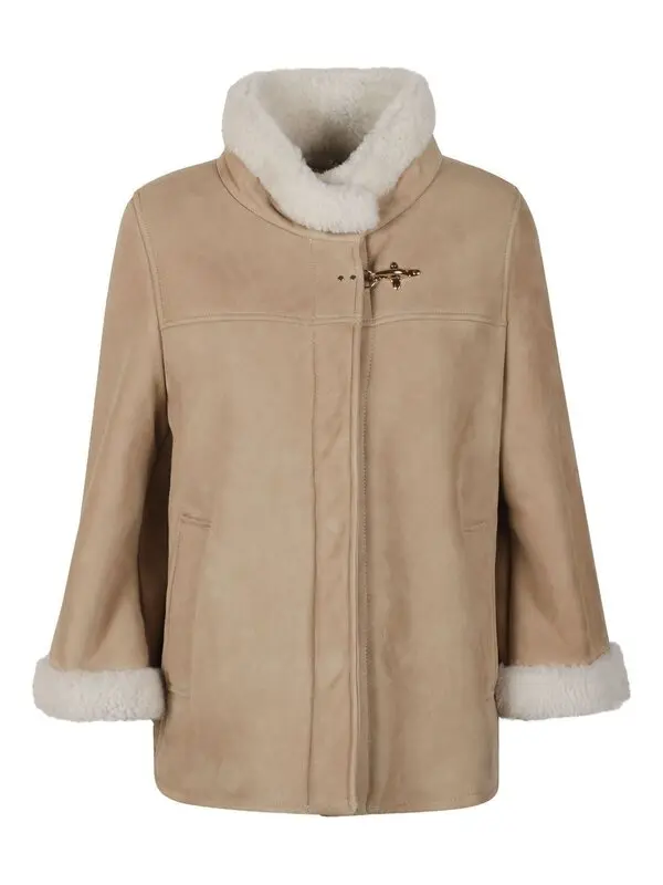 FAY Sheepskin Cape With Hook Detail
