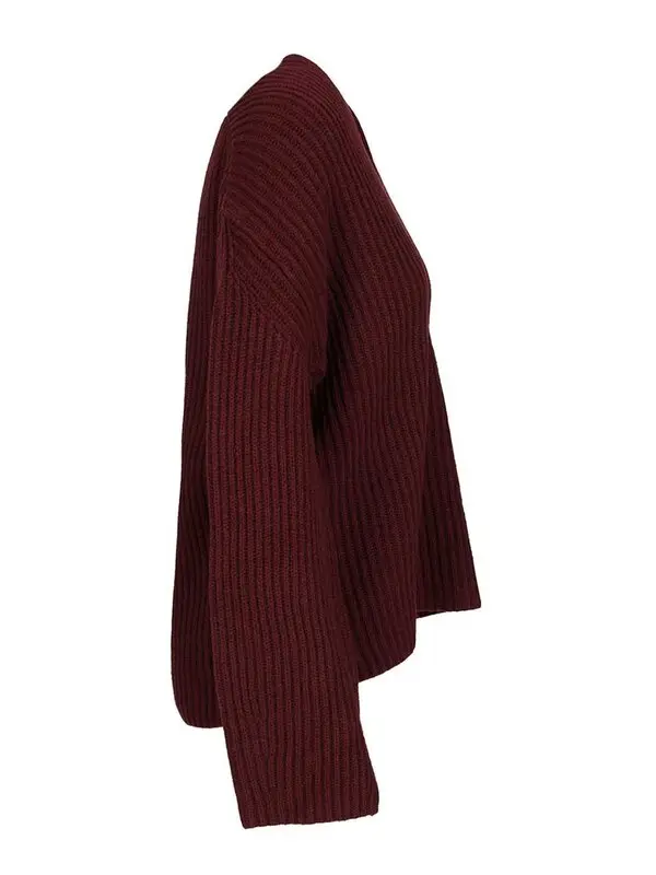 FORTE_FORTE Ribbed V-neck Sweater In Wool And Cashmere