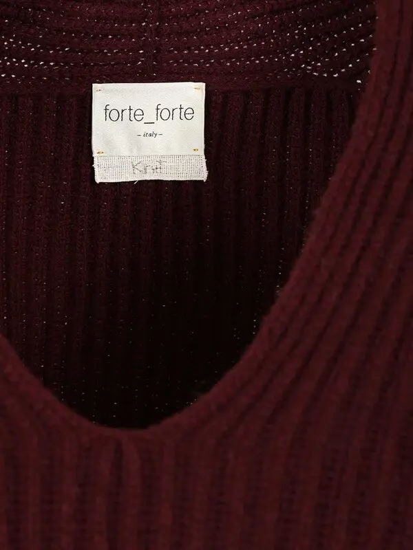 FORTE_FORTE Ribbed V-neck Sweater In Wool And Cashmere