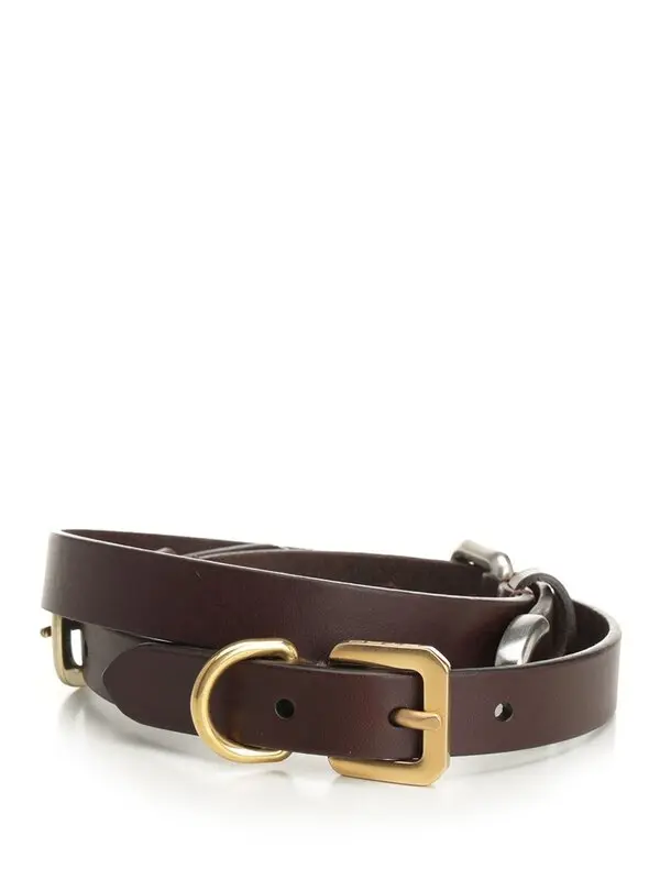 Etro Slim Leather Belt With Multiple Buckles - Brown