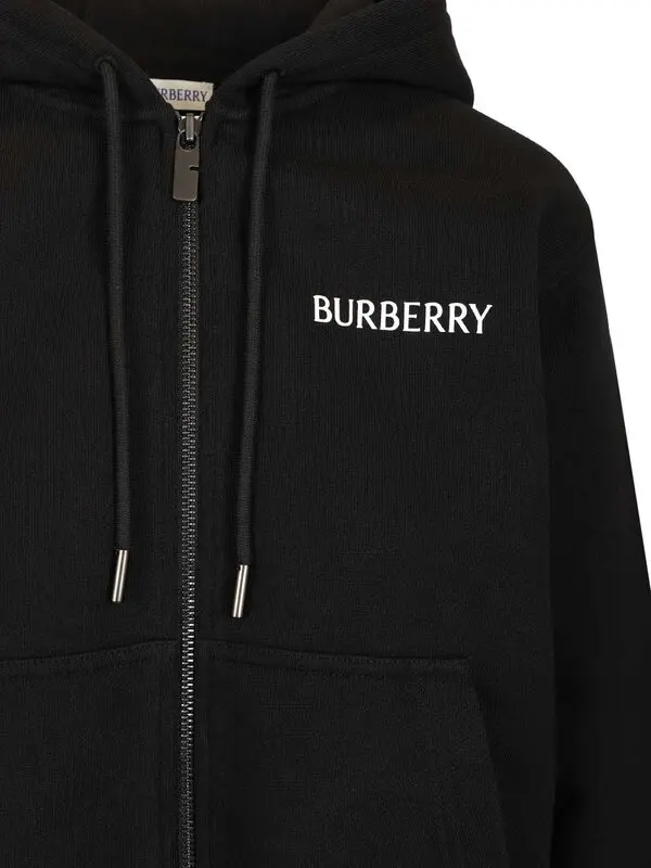 Burberry Cotton Hoodie With Drawstring And Logo Print