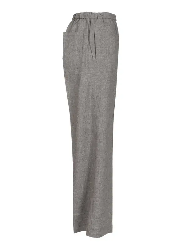 TOTEME Wide Leg Canvas And Wool Trousers - Gray