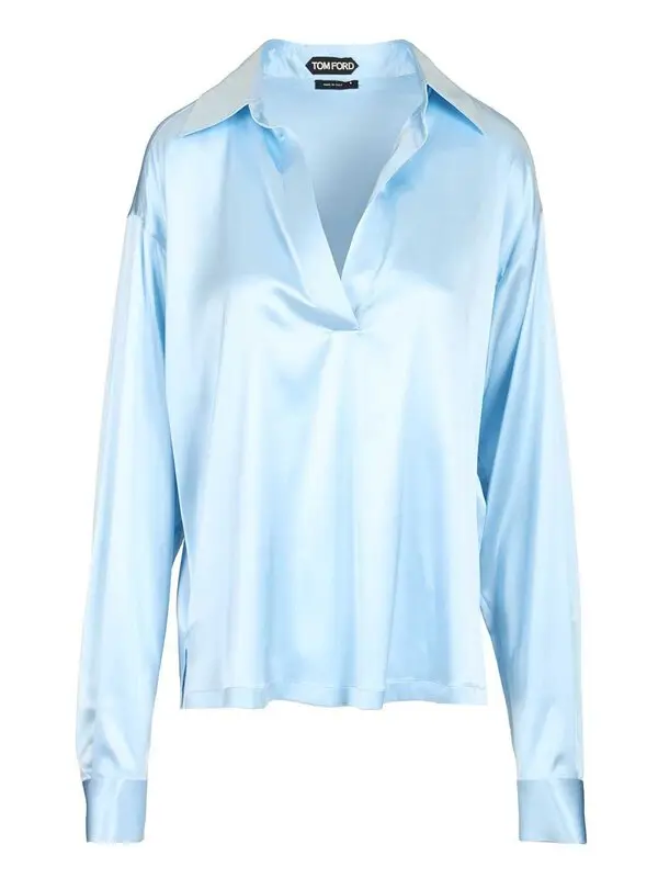 TOM FORD Silk Polo Shirt - Blue