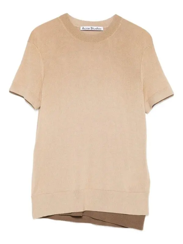 Acne Studios Short Sleeve Double Layer Cashmere And Silk Blend Sweater