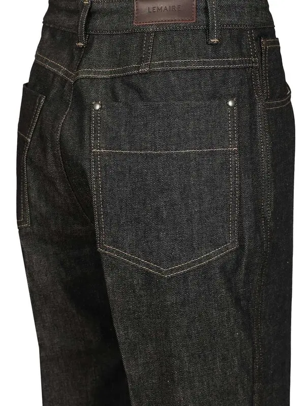 LEMAIRE Straight Leg Pleated Denim Trousers
