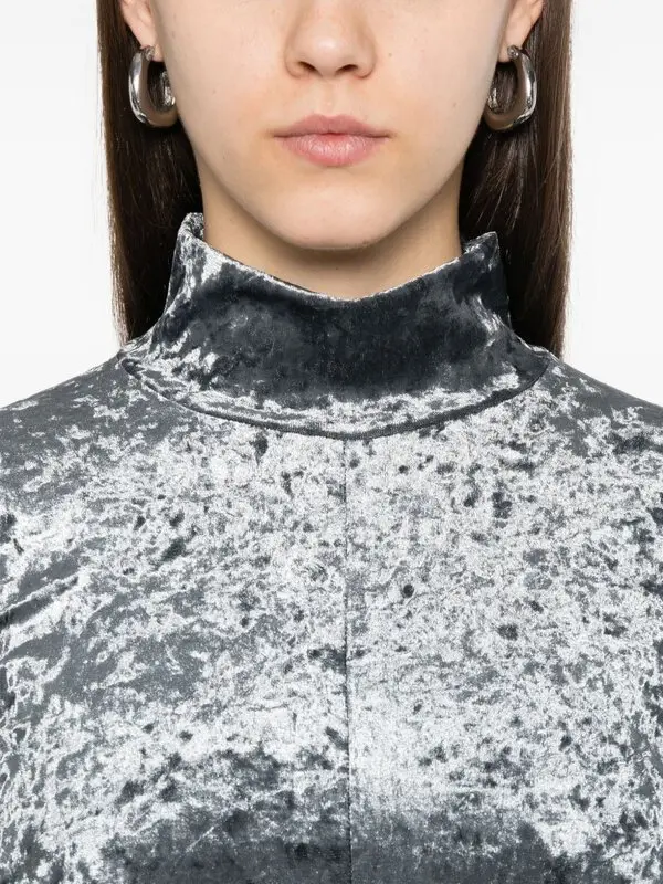 FORTE_FORTE Iridescent Stretch Velvet Turtleneck - Gray