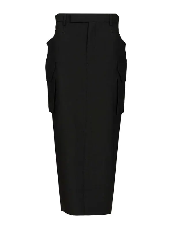 Rick Owens Firebanks Wool Midi Skirt