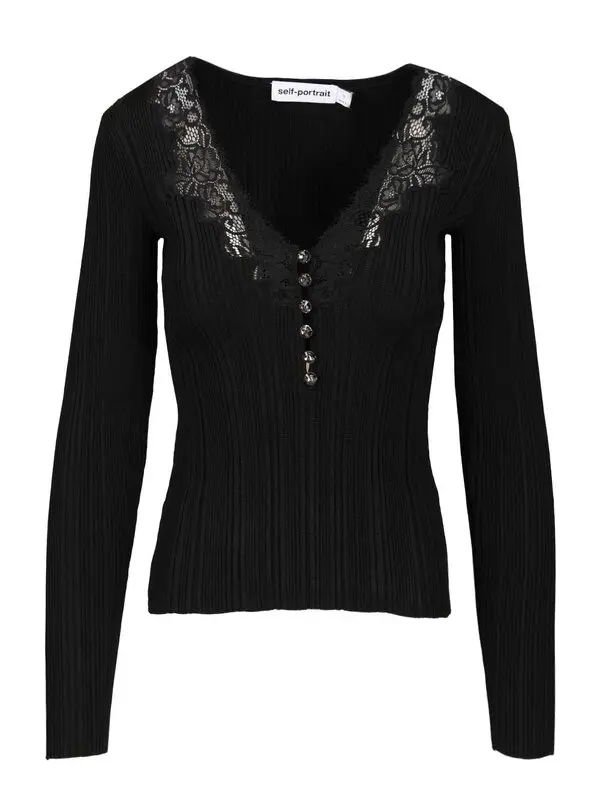 SELF-PORTRAIT Knitted Top With Lace