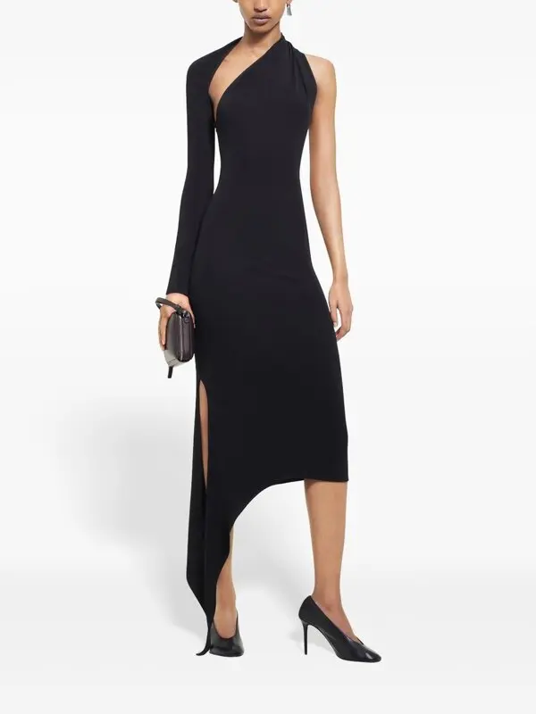 COURREGES Asymmetrical One-shoulder Crepe Jersey Dress