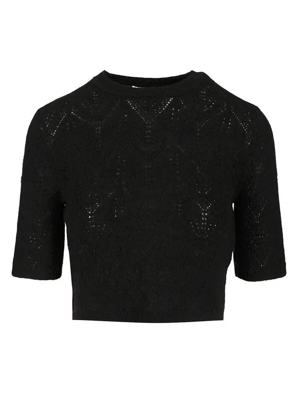 P.a.r.o.s.h Wool Blend Openwork Cropped Sweater