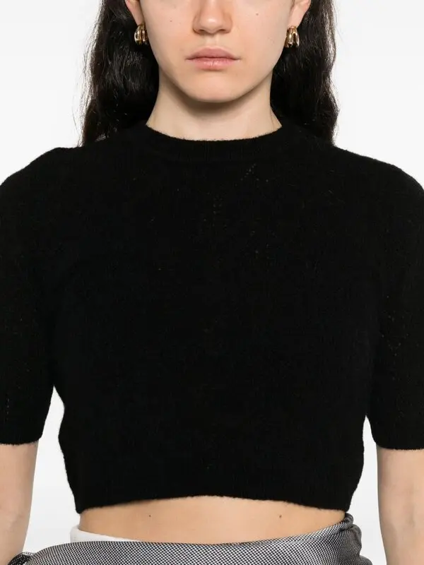 P.a.r.o.s.h Wool Blend Openwork Cropped Sweater