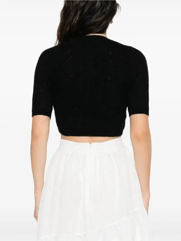 P.a.r.o.s.h Wool Blend Openwork Cropped Sweater