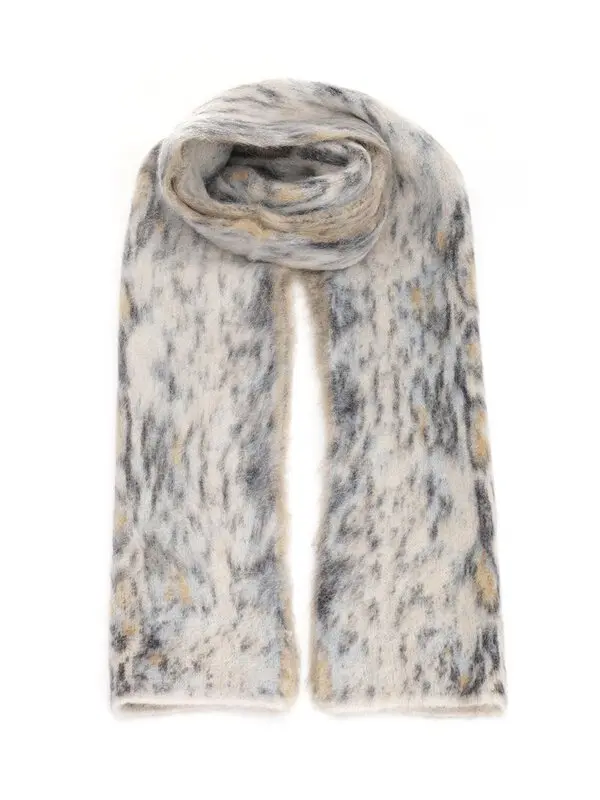 FORTE_FORTE Scarf With “plumes De Python” Jacquard Motif - Gray