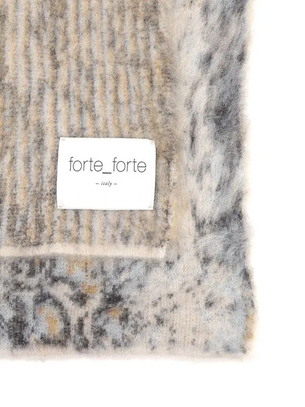 FORTE_FORTE Scarf With “plumes De Python” Jacquard Motif - Gray