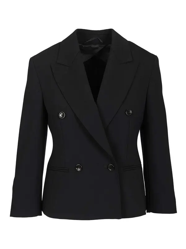 Max Mara Double-breasted Cropped Wool Canvas Blazer - Blue