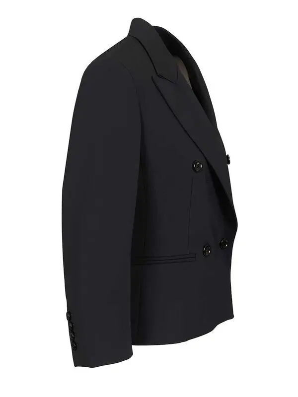 Max Mara Double-breasted Cropped Wool Canvas Blazer - Blue