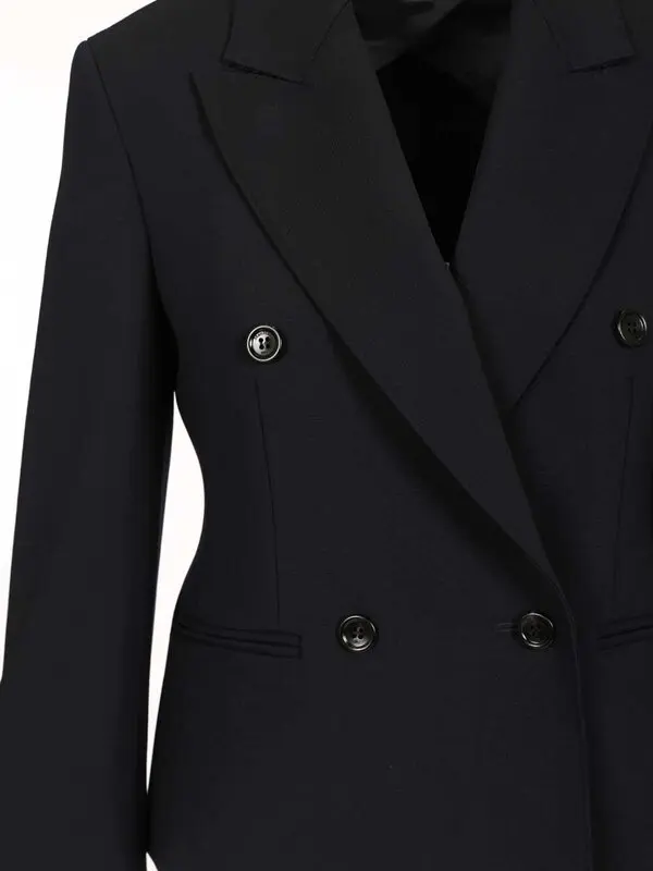 Max Mara Double-breasted Cropped Wool Canvas Blazer - Blue