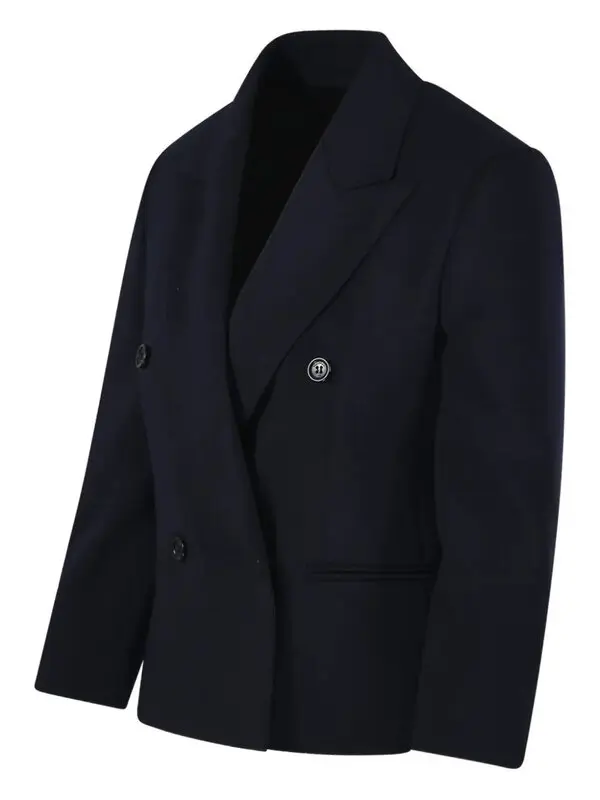 Max Mara Double-breasted Cropped Wool Canvas Blazer - Blue