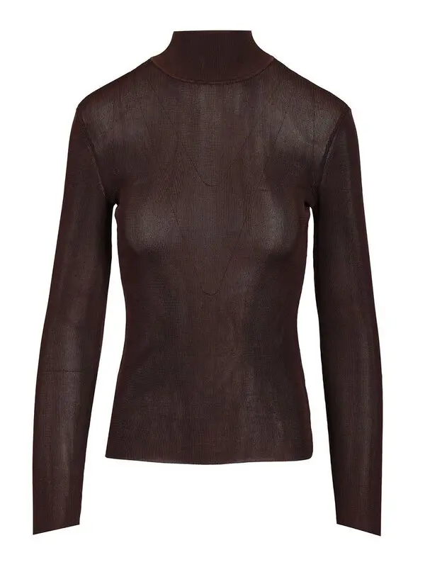SELF-PORTRAIT Ribbed Viscose High Neck Sweater