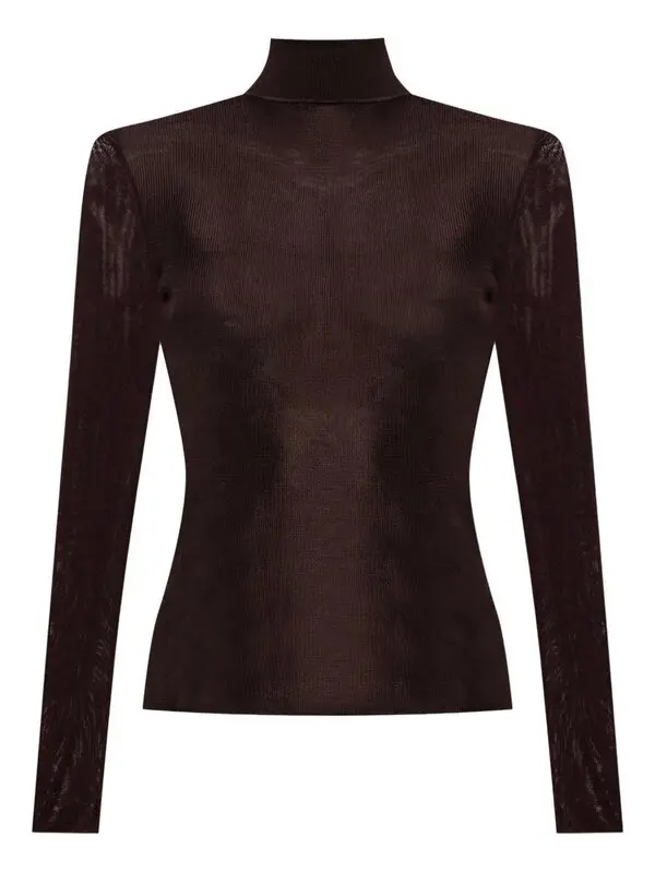SELF-PORTRAIT Ribbed Viscose High Neck Sweater