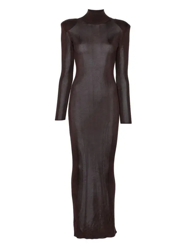 SELF-PORTRAIT Long Viscose Knit Dress With Removable Shoulder Straps