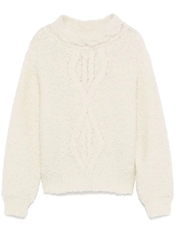 Isabel Marant Étoile Romane Twisted Knit Alpaca High Neck Sweater - White
