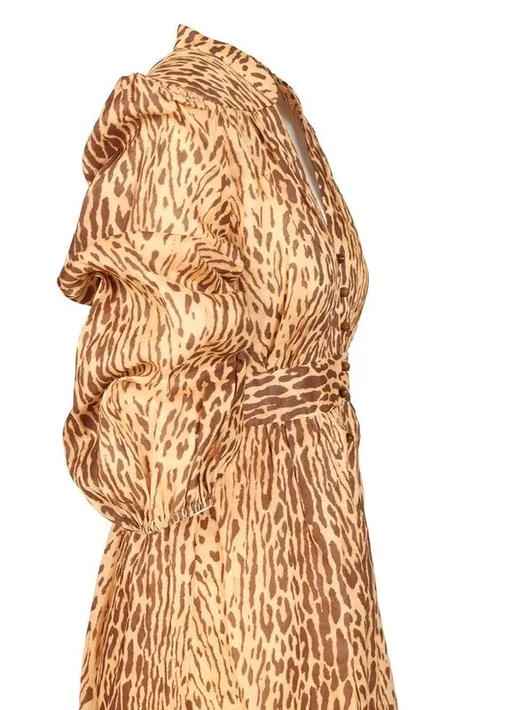 Zimmermann Leopard Print V-neck Midi Dress