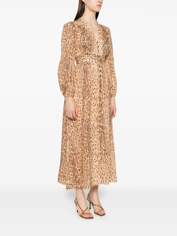 Zimmermann Leopard Print V-neck Midi Dress