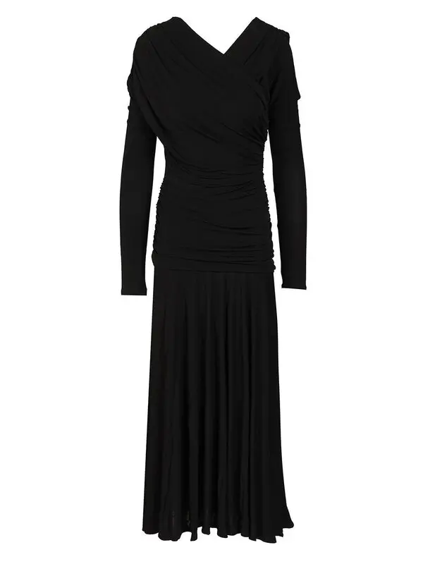GANNI Asymmetrical Ruffled Viscose Dress